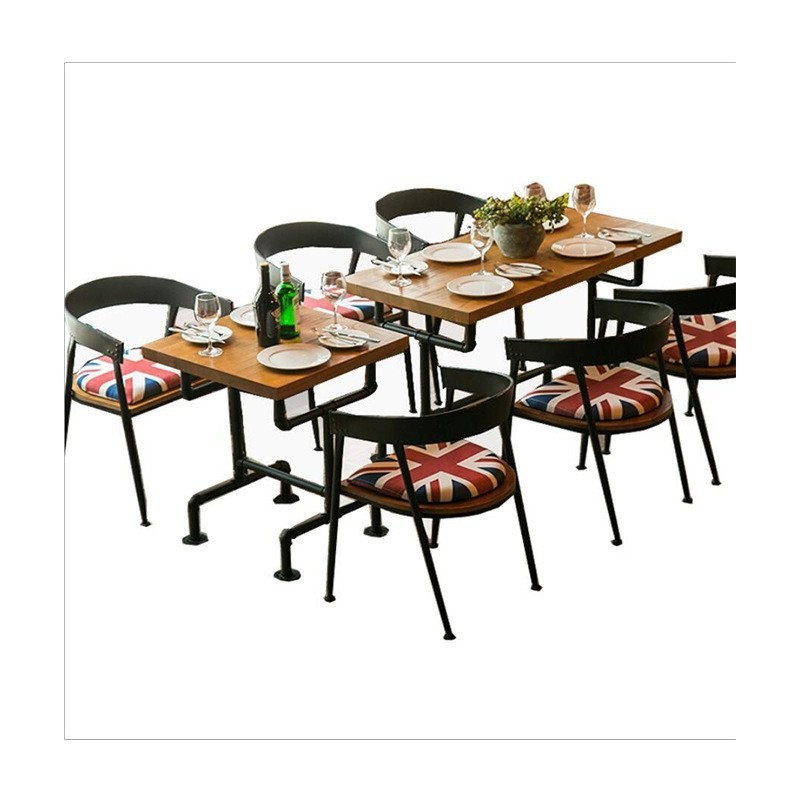 American Solid Wood Dining Table Retro Industrial Wind Pipe Dining ...