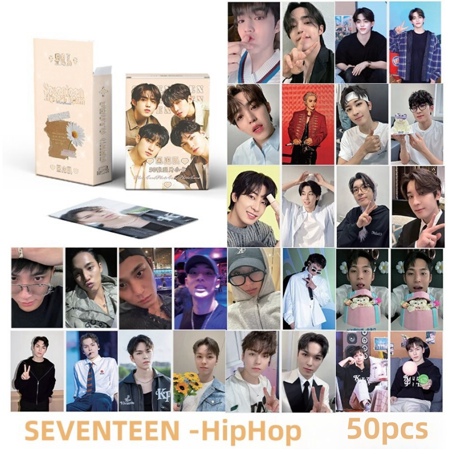 50pcs SEVENTEEN Holographic Laser Cards Photocards S.COUPS JEONGHAN JOSHUA JUN HOSHI WONWOO ...
