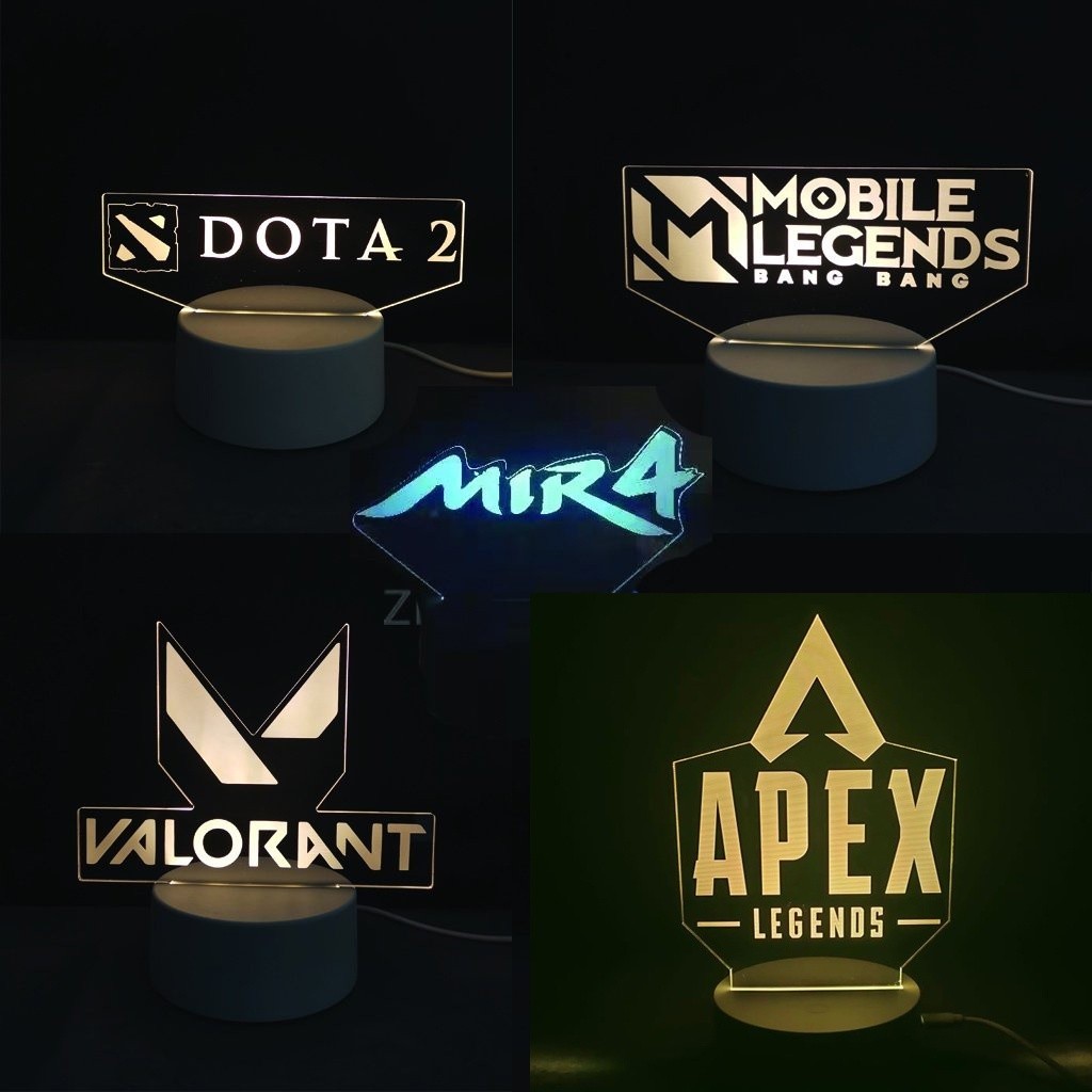 Mobile Legends MIR 4 Valorant dota apex legends 3D Led Illusion Night ...
