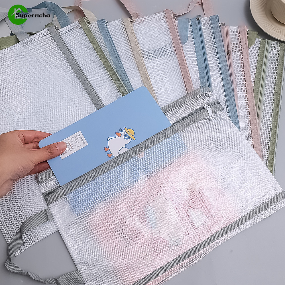 A4 Transparent Waterproof Document Bag - Grid Format Stationery Bags ...
