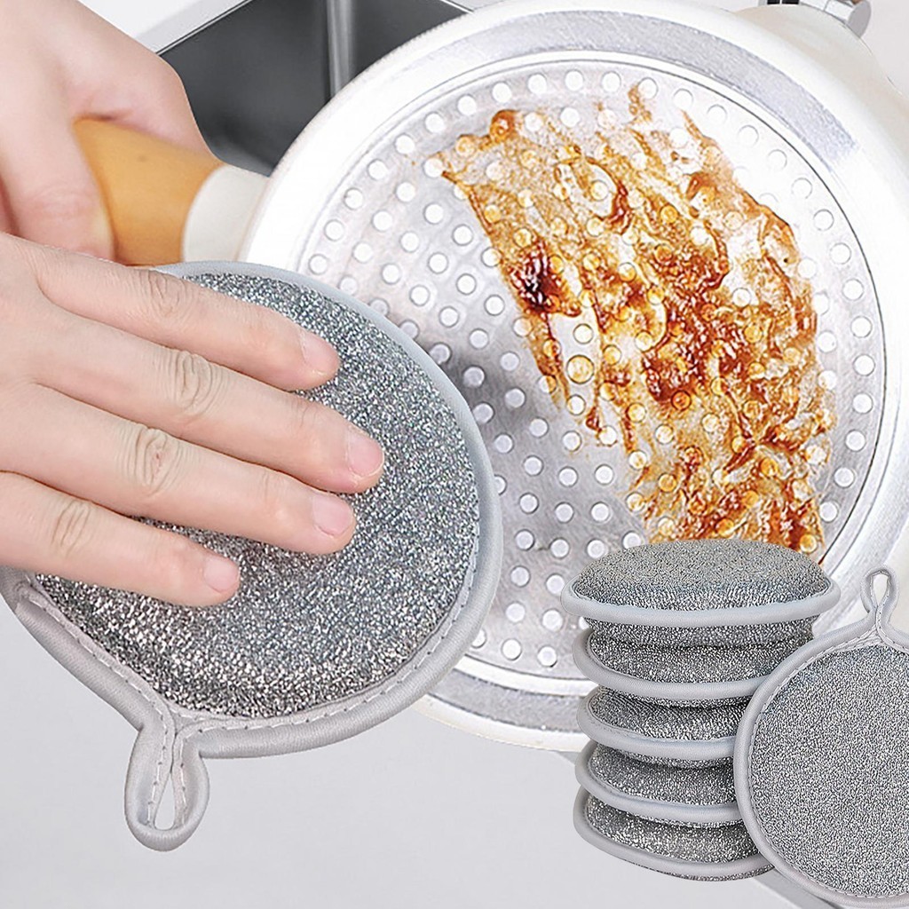 6PCS Wire Mesh Dishwashing Sponge All-Purpose Cleaning Cloth Streakless ...