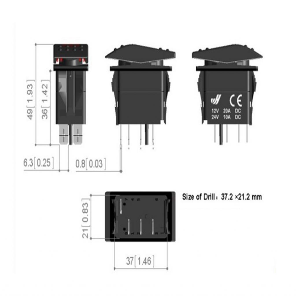 Houglamn Horn Rocker Switch on Off Professional 12V-24V for Boat Car 12 ...