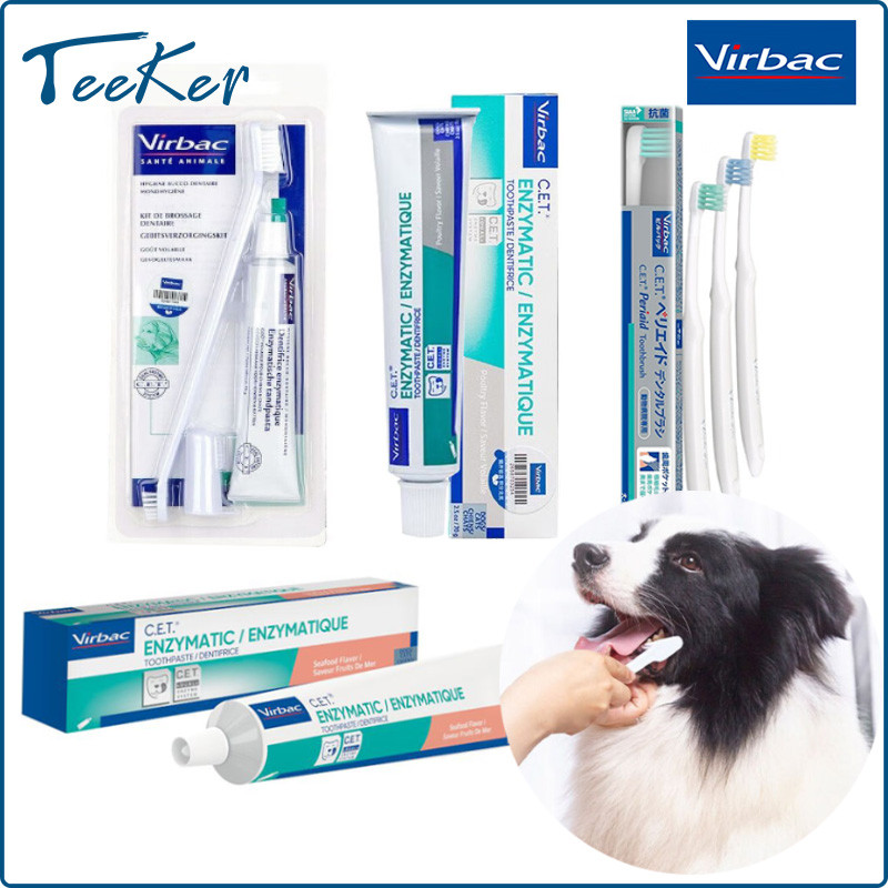 Virbac C.E.T. Enzymatic Toothpaste and Toothbrush Dogs & Cat Eliminates ...
