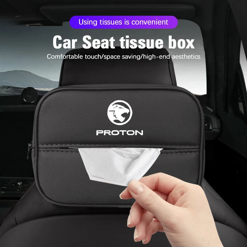 Proton Car PU Leather Tissue Box Holder Car Sun Visor Seat Back Tissue ...