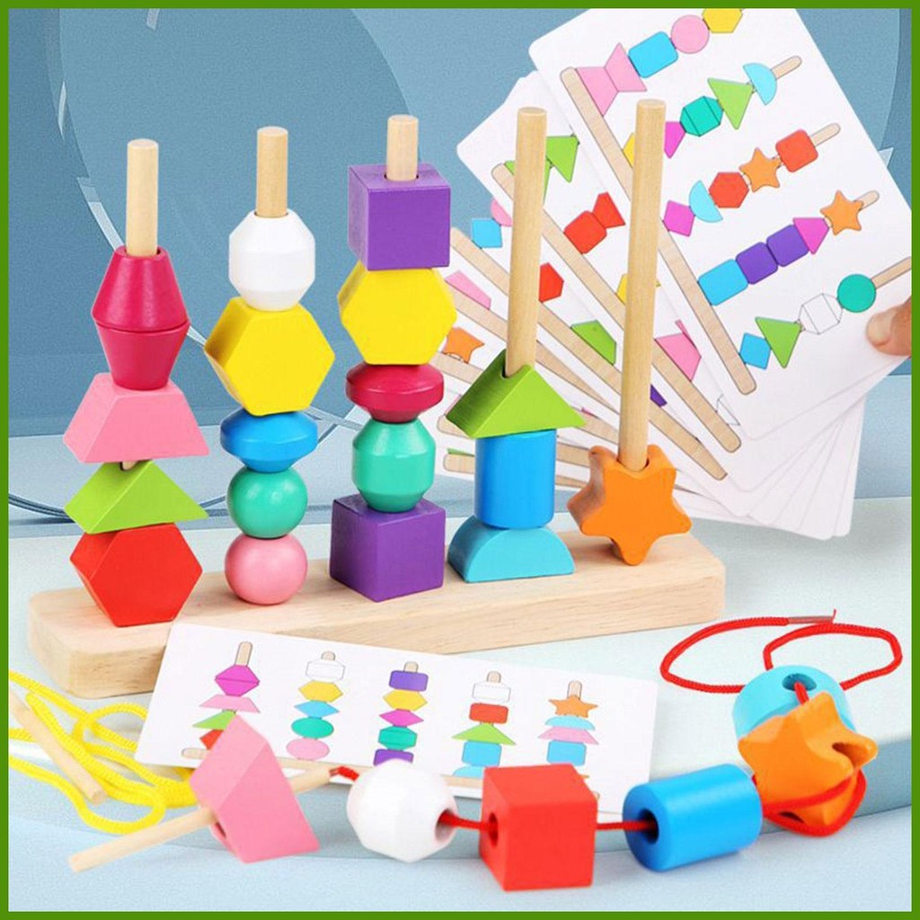 Bead Sorting Toys Wooden Lacing Beads Funny Kids Matching Game ...