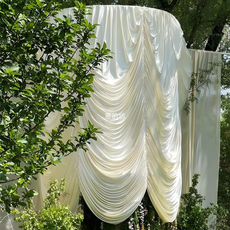 Cream Beige Shiny Satin Cloth Wedding Background Cloth Ceiling Wedding ...