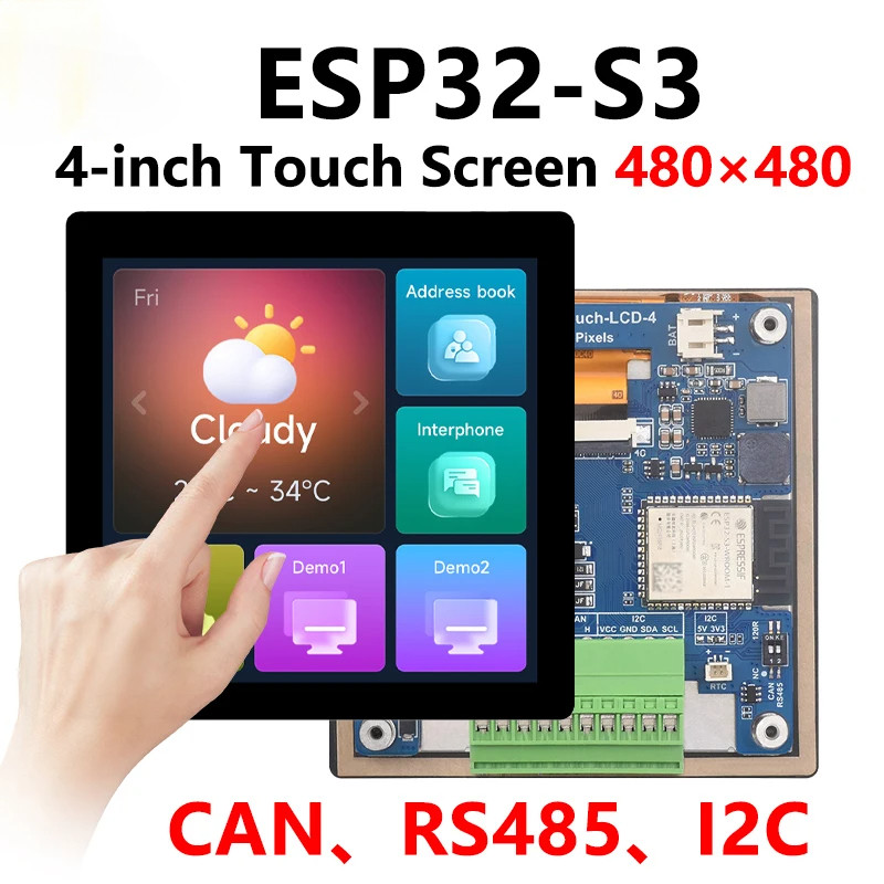 ESP32 S3 4inch LCD Development Board 480x480 TouchScreen Display TVBOX LVGL HMI Sensor CAN RS485 ...