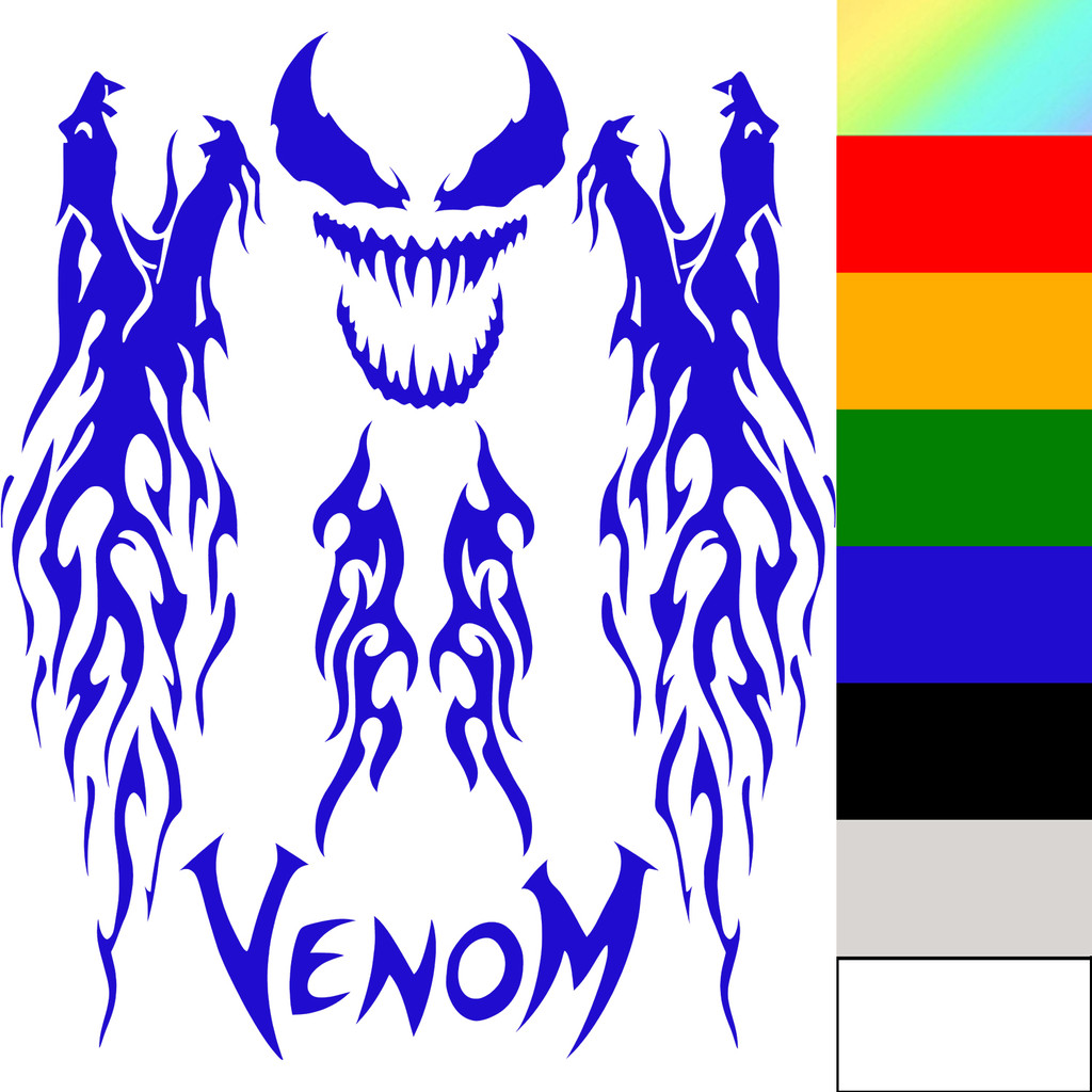 Venom Snake-Shaped Flame Collection Cartoon Silhouette Reflective ...