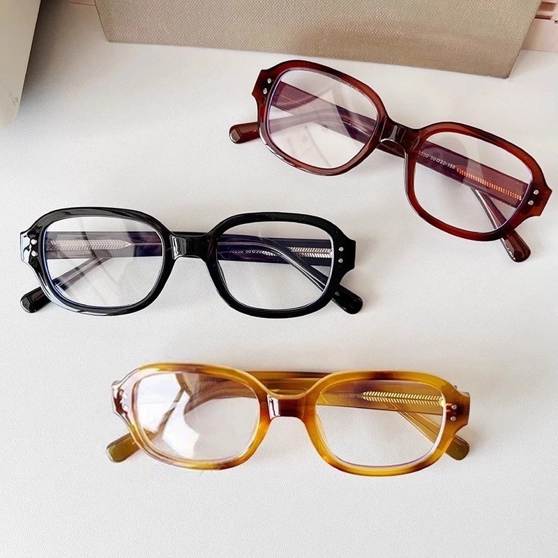 Retro Narrow Oval Rectangle Frame Anti Blue Light Eyeglasses for Women ...