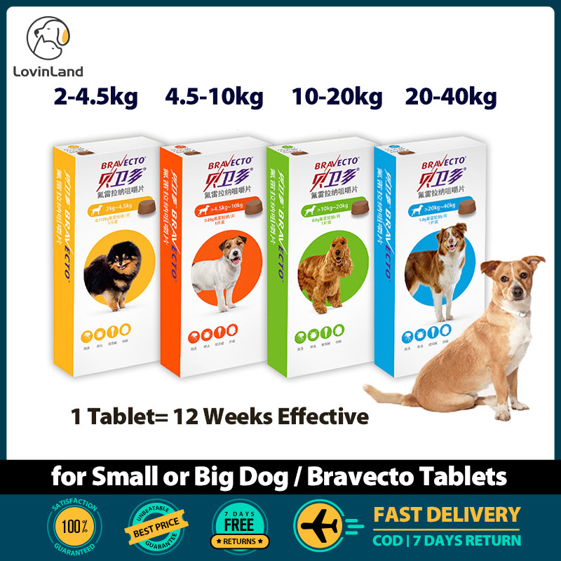Bravecto Chewable Tablet Safe and Effective Flea and Tick Treatment for Dogs 1Tablet Per Box ...