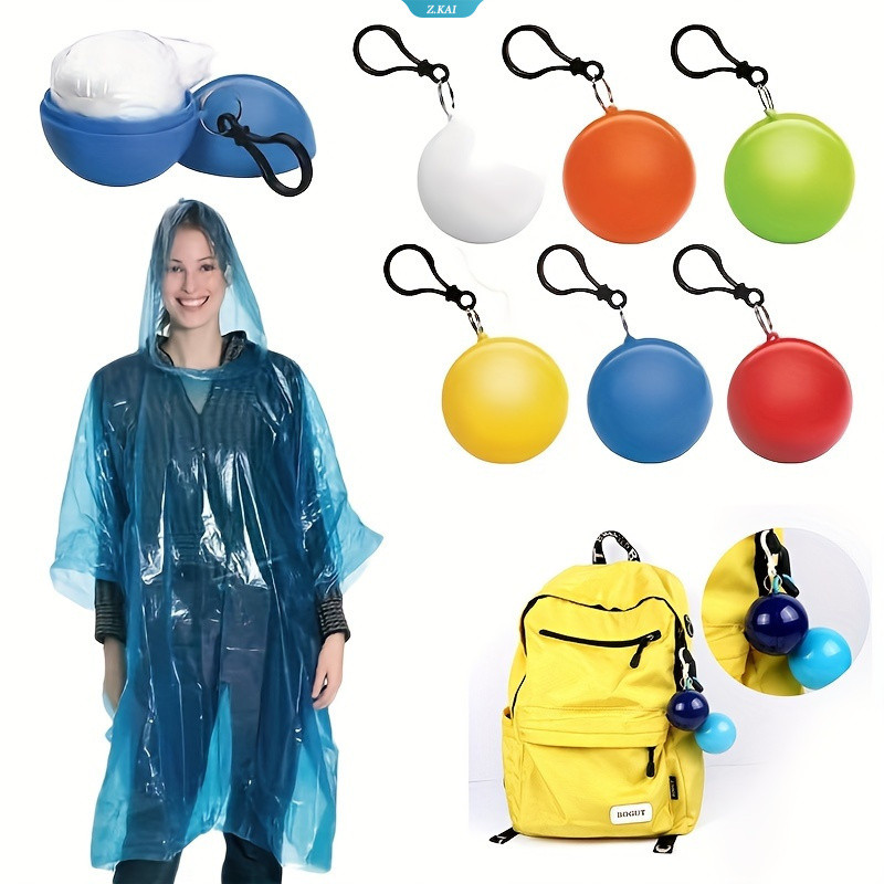Compact Keychain Rain Poncho - Portable, Disposable Emergency Raincoat ...