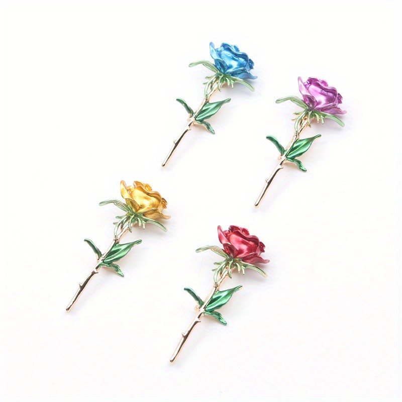 New Rose Brooch Ladies Drop Oil Corsage Fashion Anti-slip Pin Silk ...