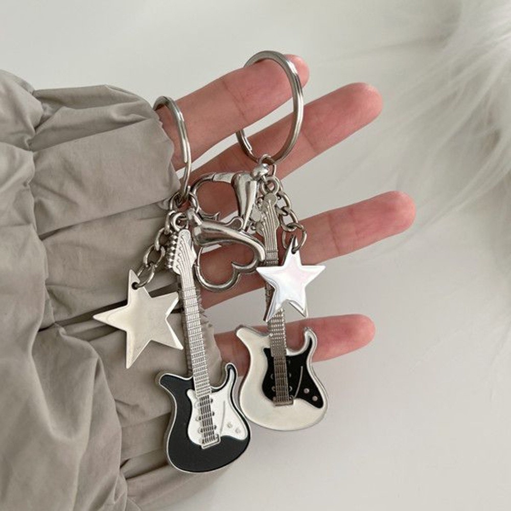 Y2K Vintage Sweet Cool Guitar Pentagram Star Pendant Keychain ...