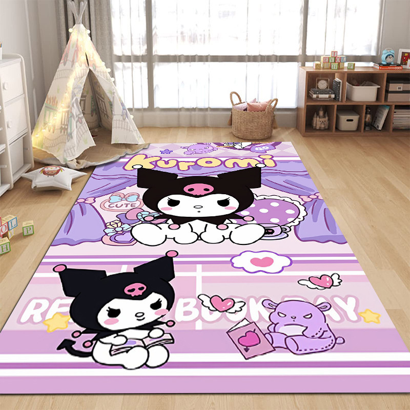 Cartoon Kuromi Rectangular Carpet Cute Bedroom Soft Rug Non-slip Floor ...