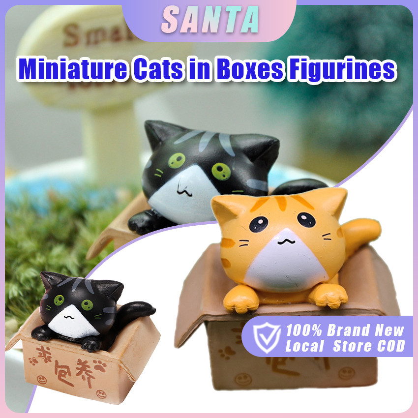 1Pc Cat Figurine Set Miniature Inside Box for Car Display and Wedding ...