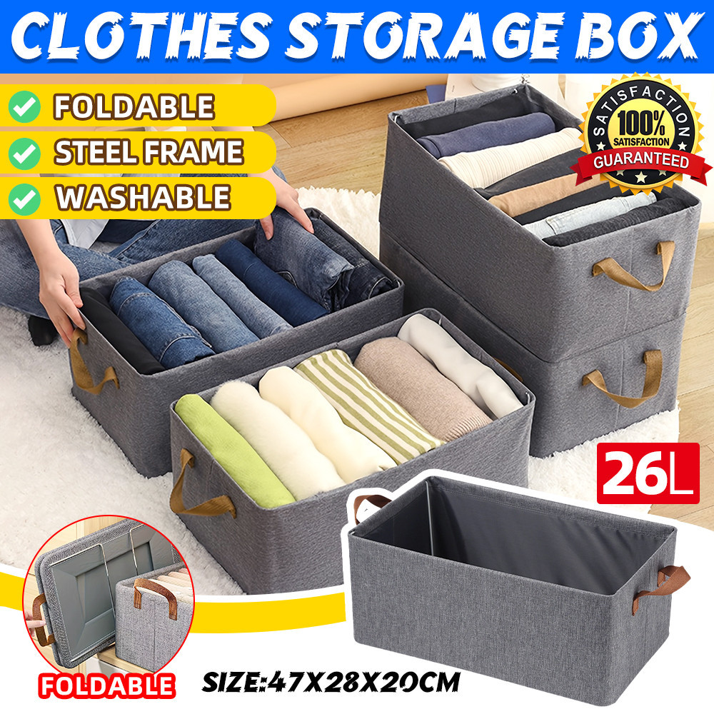 Organizer Storage Foldable Storage Box with Steel Frame Closet Wardrobe ...