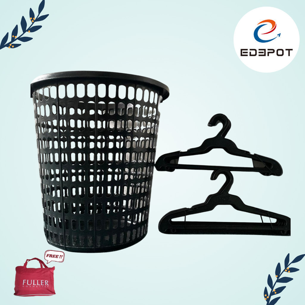 Edepot Laundry Basket with 2doz Matibay Flexible Adult Hanger/Panglaba ...