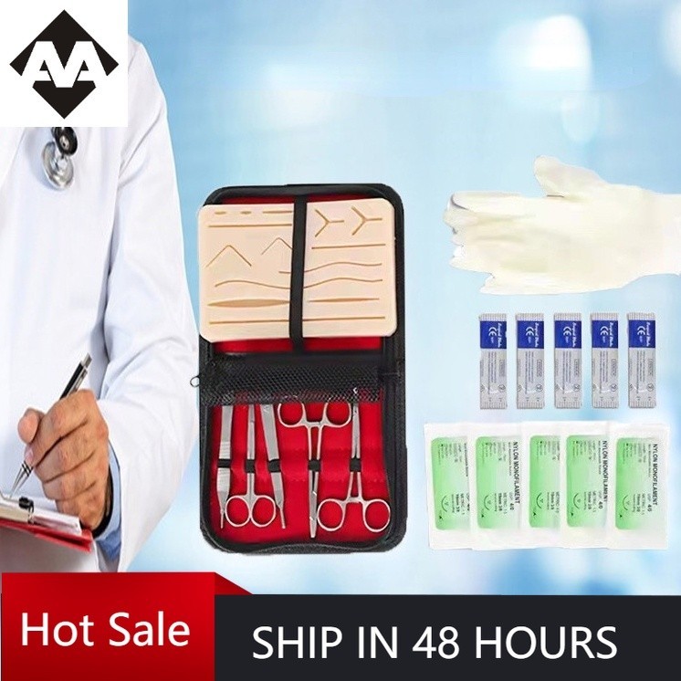 26 In 1 Medical Skin Suture Surgical Training Kit Silicone Pad Needle ...