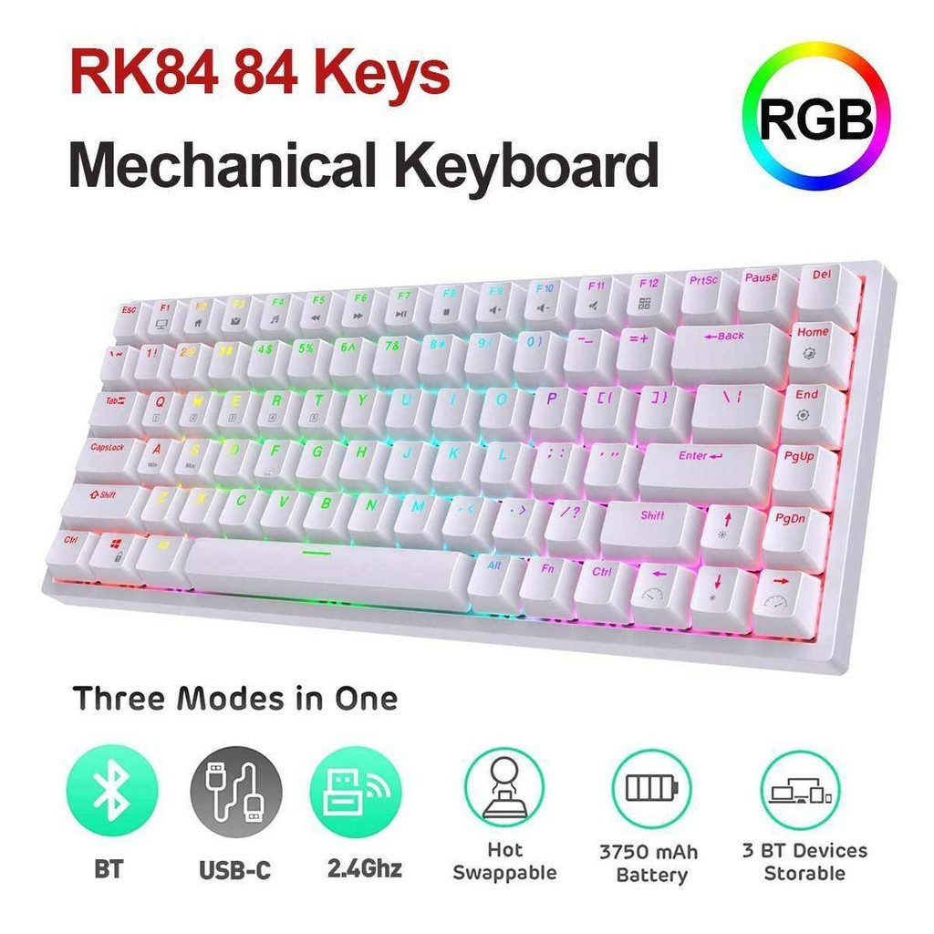 GG+Original RK84 RGB Mechanical Keyboard Hot Swappable 84 keys Gaming ...
