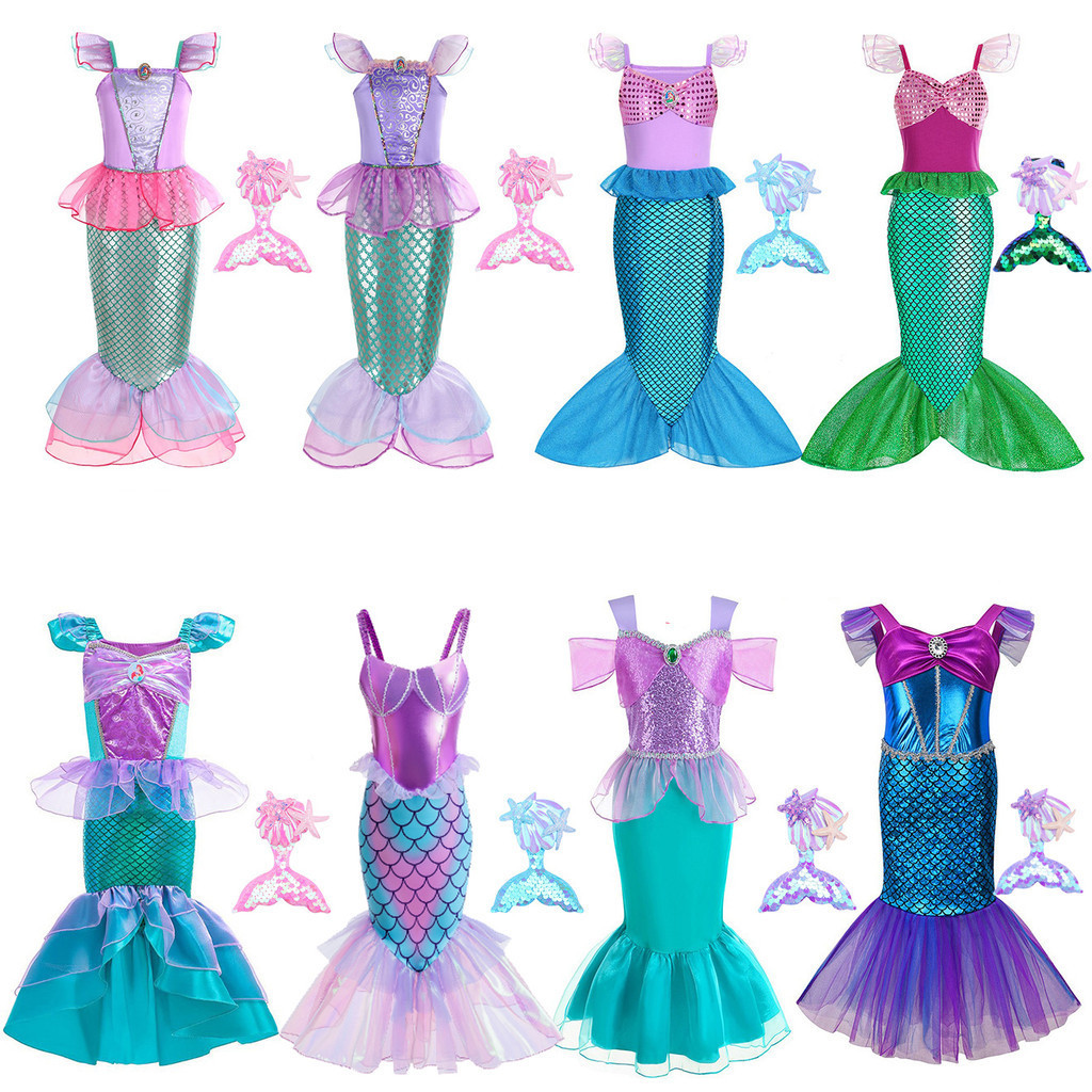 Children Mermaid Princess Dress Halloween cosplay Ariel Girls Dress ...