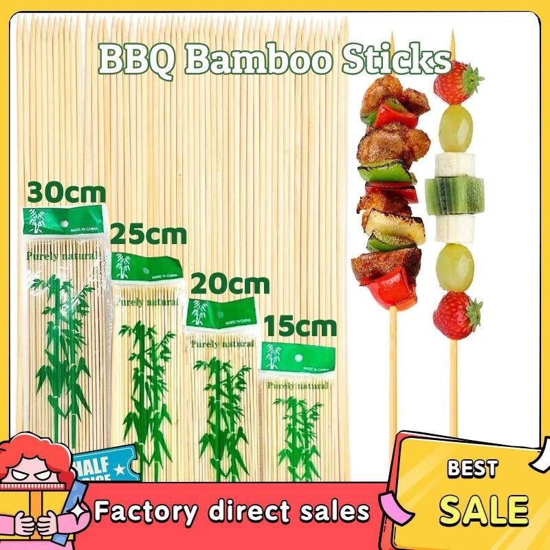 100pcs Bamboo Sticks Sturdy Disposable Barbecue Fruit Wood Sticks ...