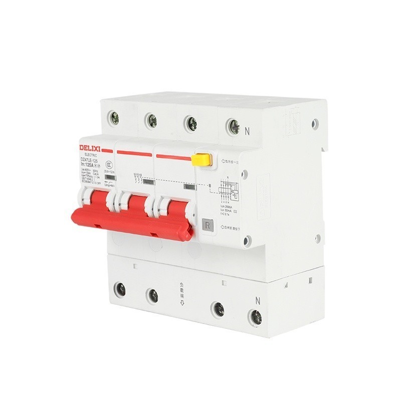 ♥Delixi DZ47LE three-phase four-wire 3P+N leakage protector high current 80A100A125A air switch ...