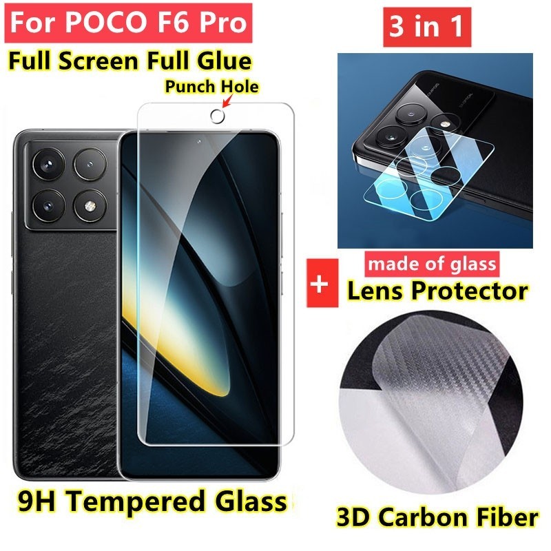 POCO F6 Pro Tempered glass POCO F6 Screen Protector with Punch hole ...