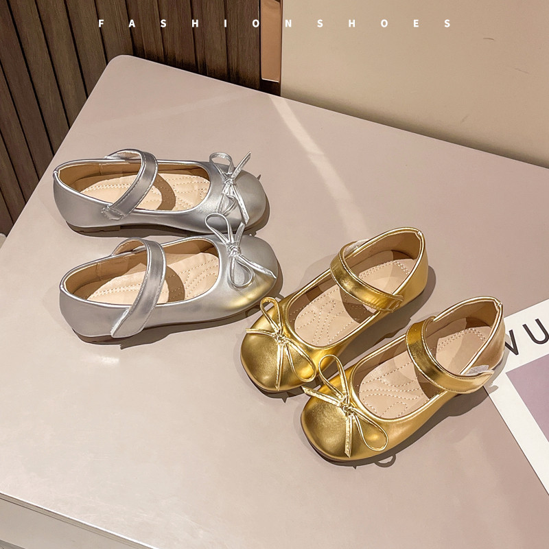 Little Girls Leather Shoes for Wedding Party Stage Flats with Bow-knot ...