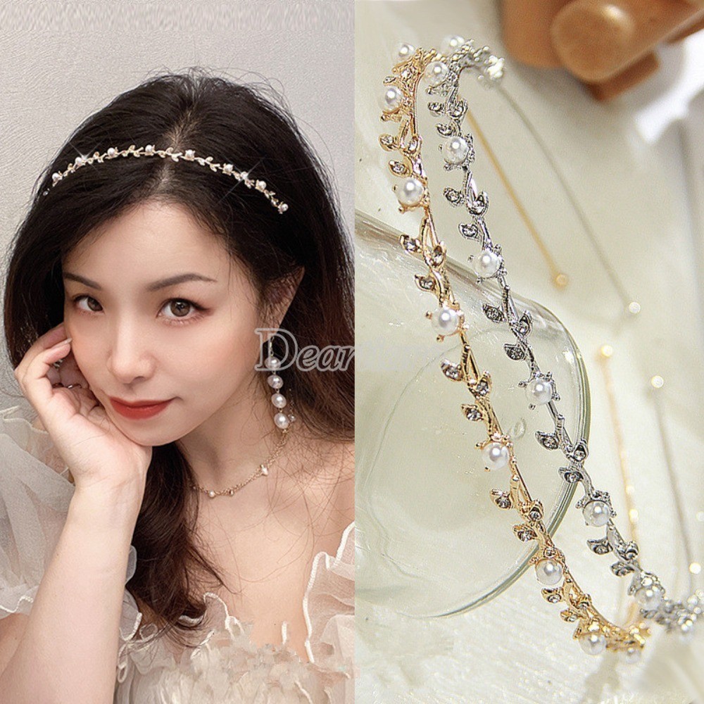 Fashionable and Sweet Metal Hair Hoops with Geometric Ring Inlaid Pearl ...