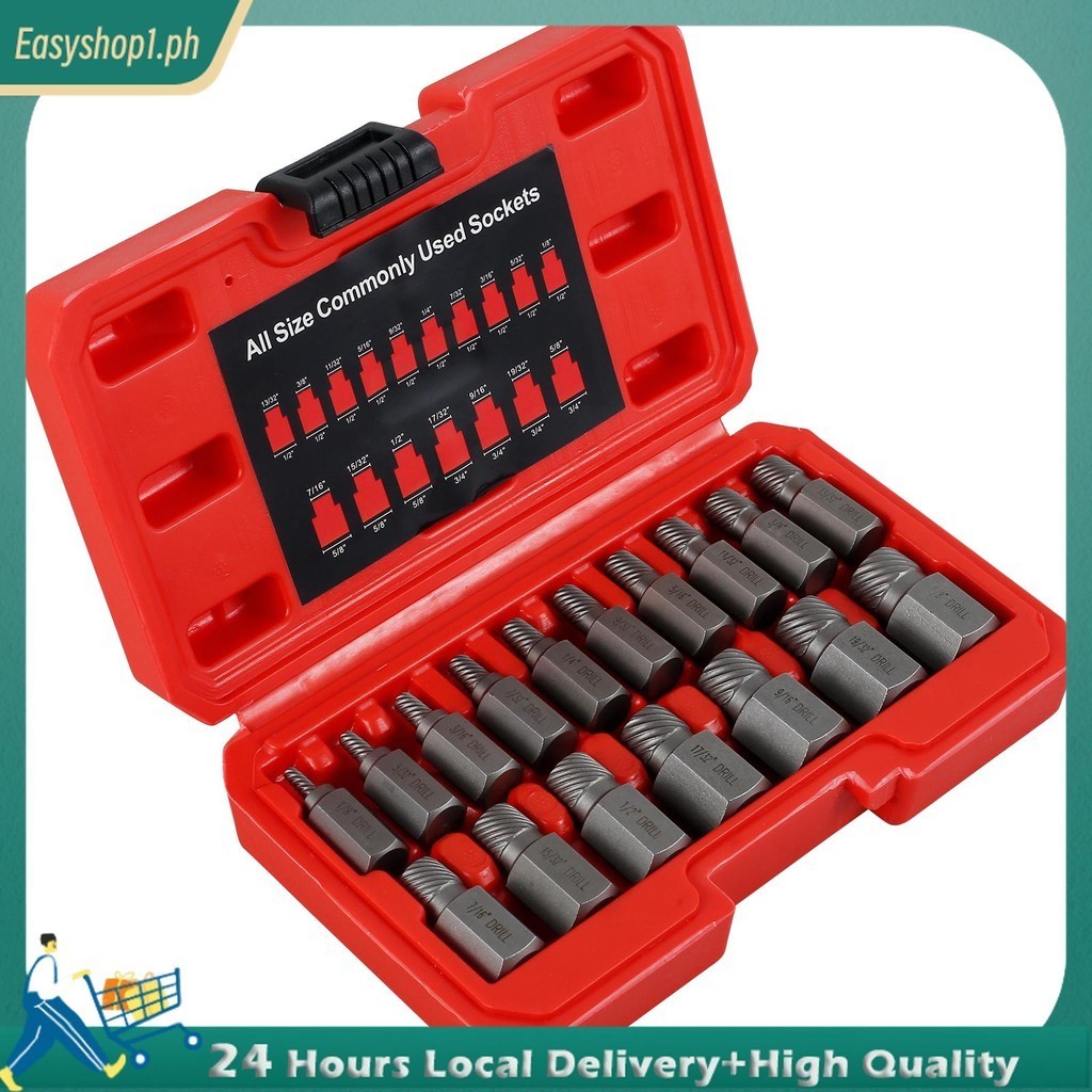 17Pcs Screw Extractor Set Hex Head Easy Out Bolt Extractor Set Damaged ...