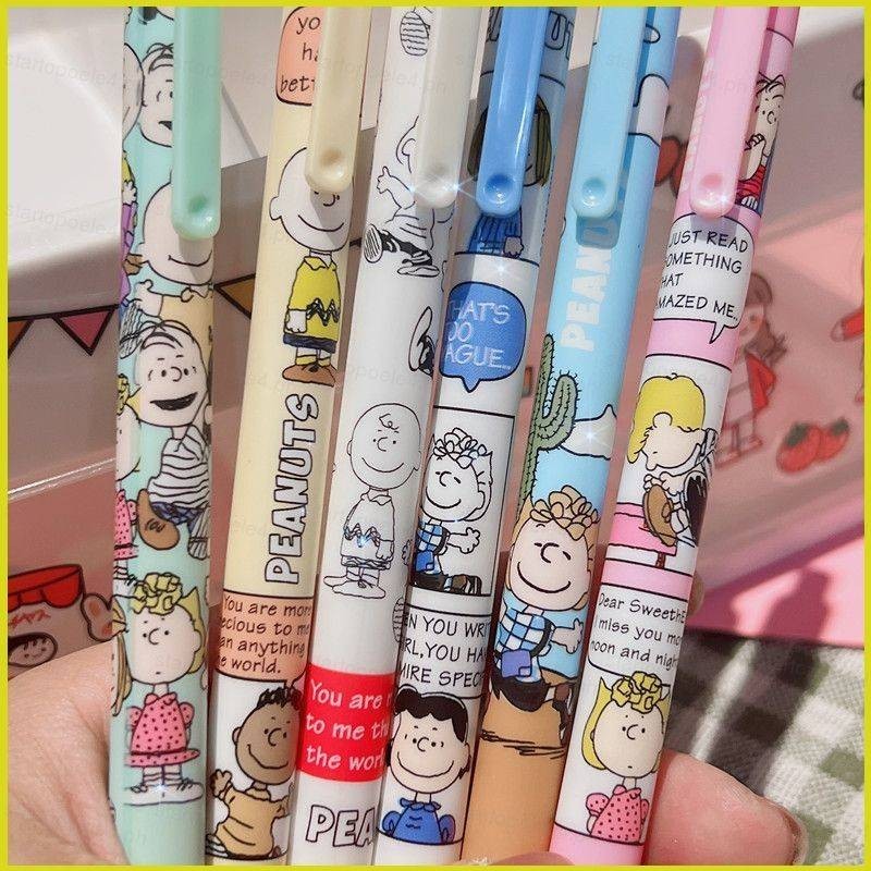 HOT random 6 Snoopy push neutral pen Cartoon Cute student write 0.5mm ...