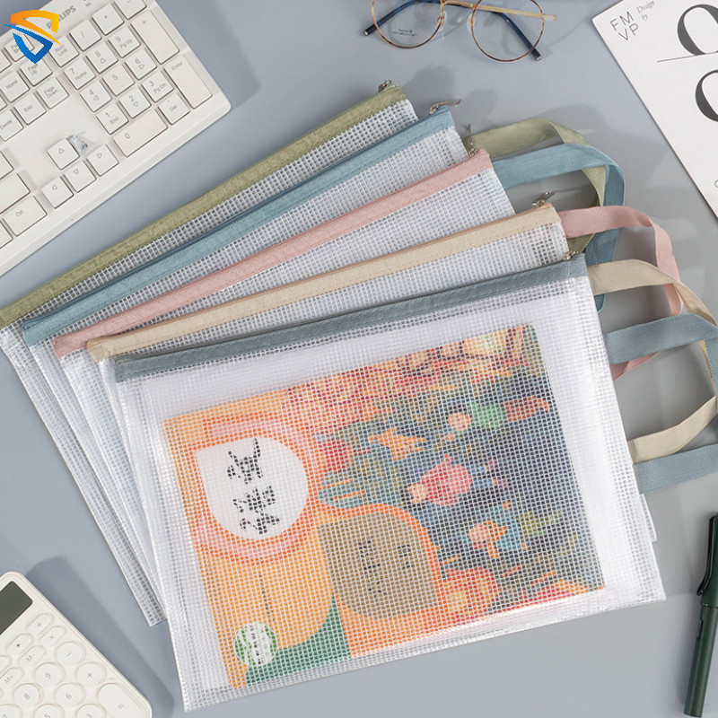 Transparent A4 Waterproof Zipper File Pouch Student Stationery Supplies ...