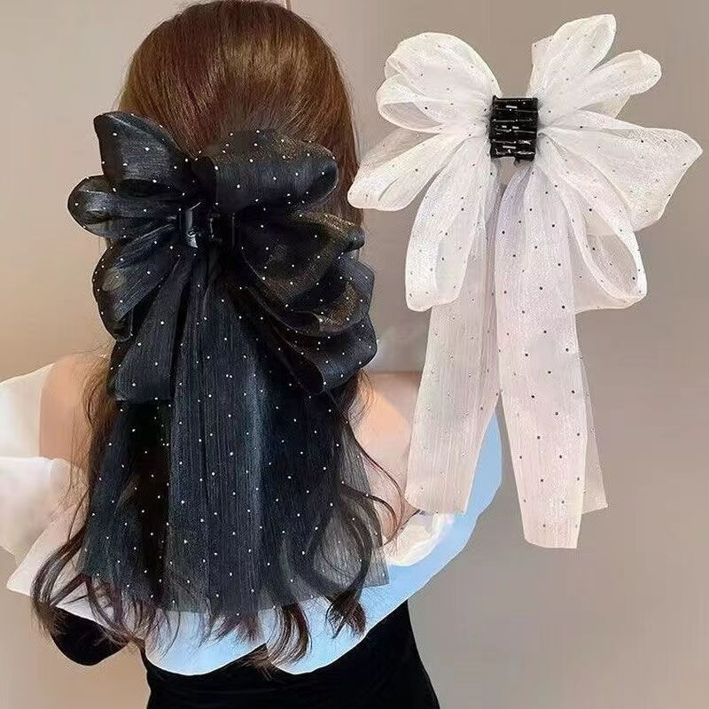 Korean Long Bow Ribbon Ponytail Tie Hairpin Hair Ribbons Hair Clips ...
