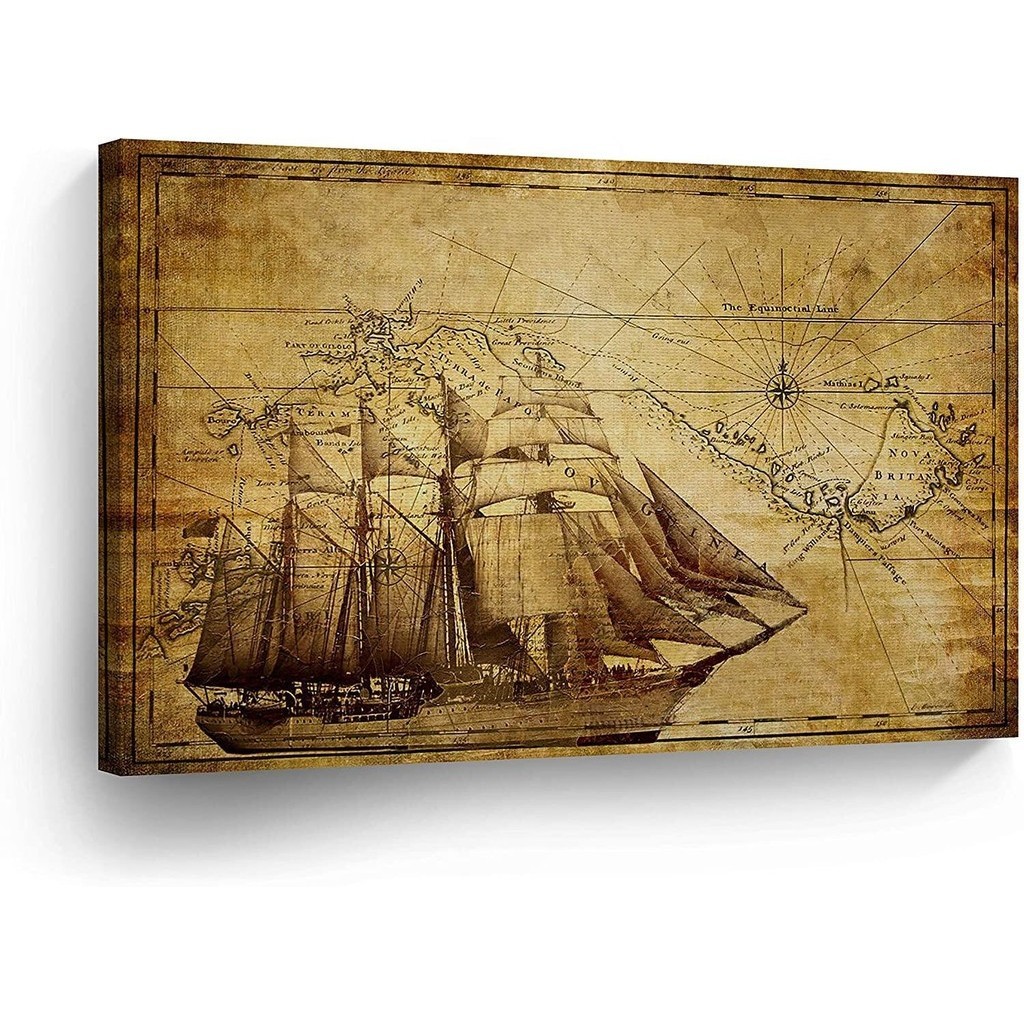 Canvas Print Old World Map Vintage Sailing Map Nautical Decorative ...
