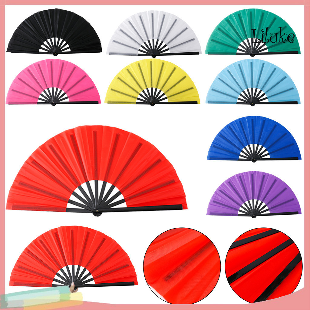 [LK] Folding Fan Pure Color Strong Fan Bone Lightweight Retro Style ...