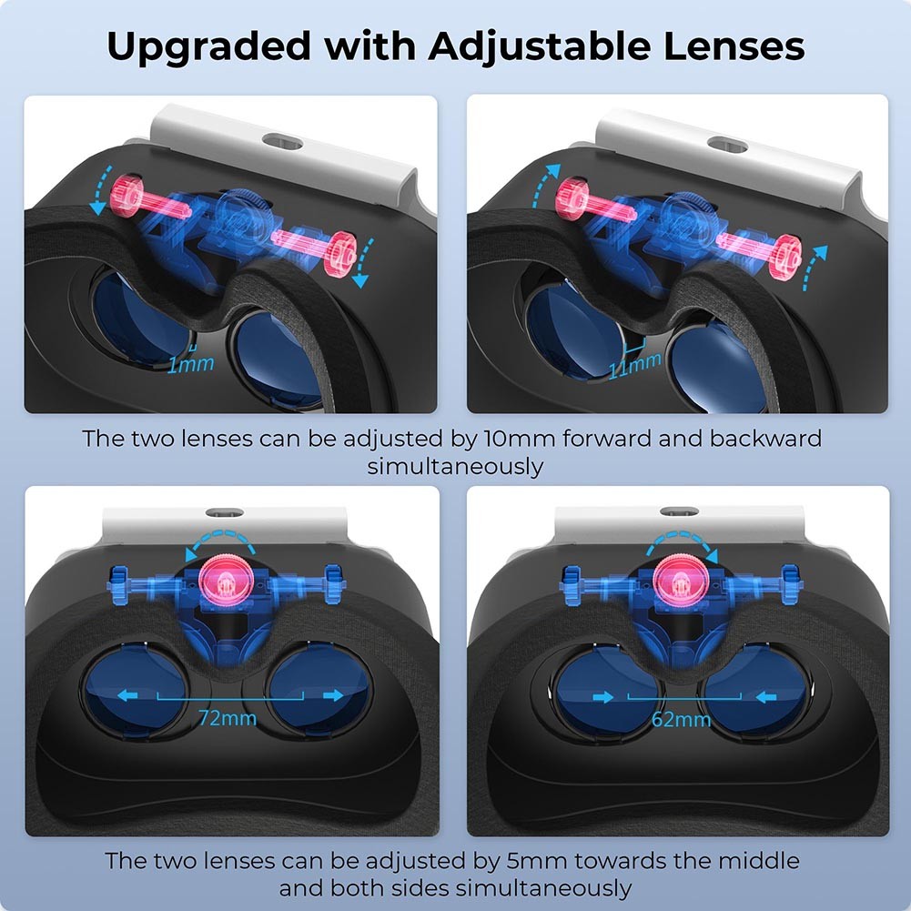 VR Headset VR Headset Glasses with Adjustable Pupil Distance Headband ...