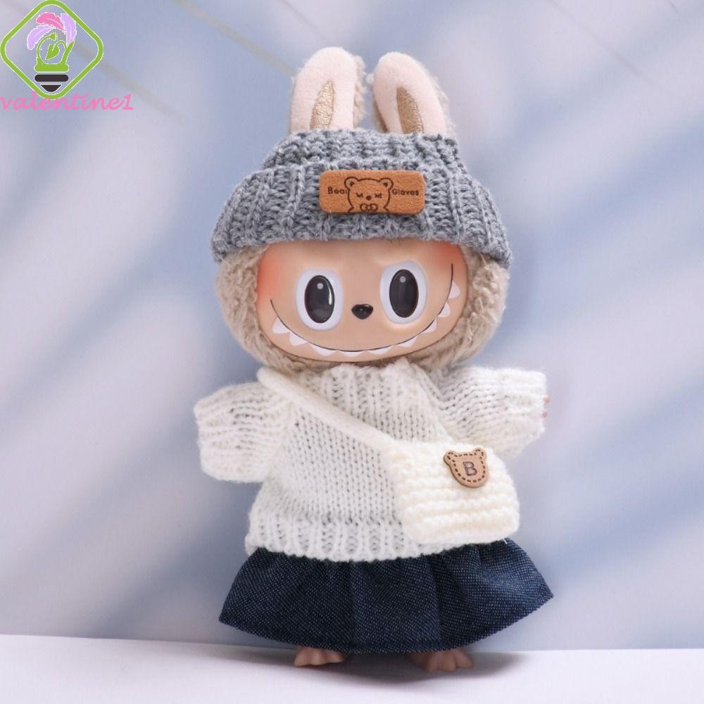 AVALENTINE Labubu Doll's Clothes, Knitted Style Little Bear Bag Sitting ...