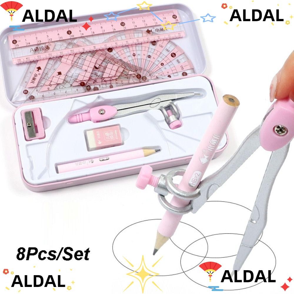 ALDAL 8Pcs/Set Ruler Compass Set, Multi-Function Metal Box Measuring ...