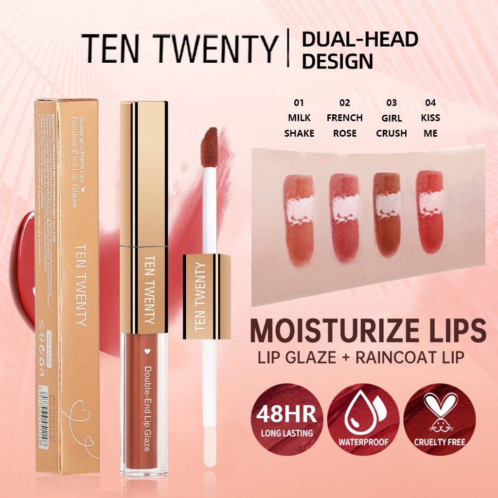 TEN TWENTY Double Ended Lip Tint Matte Velvet Glossy Shine 3 in 1 Long ...