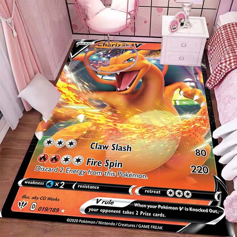 Pokémon Pikachu Cards Print Rug Carpet for Living Room Children's ...