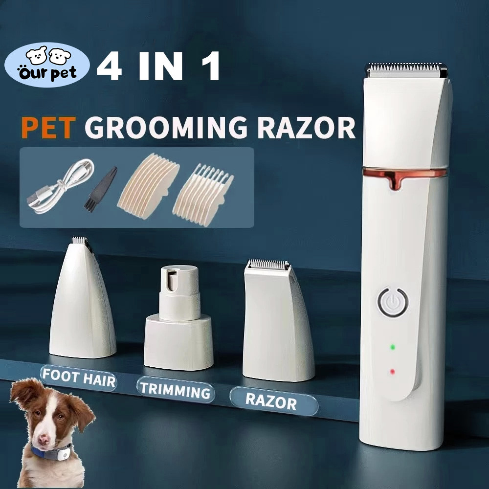 4 in 1 Pet Electric Hair Clipper Grooming Trimmer Nail Grinder USB ...