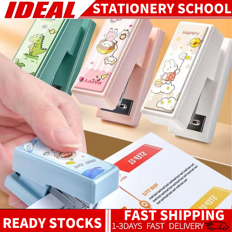 Cartoon stapler Set Mini stapler Staples Effortless Long Paper Swivel Stapler School Office ...
