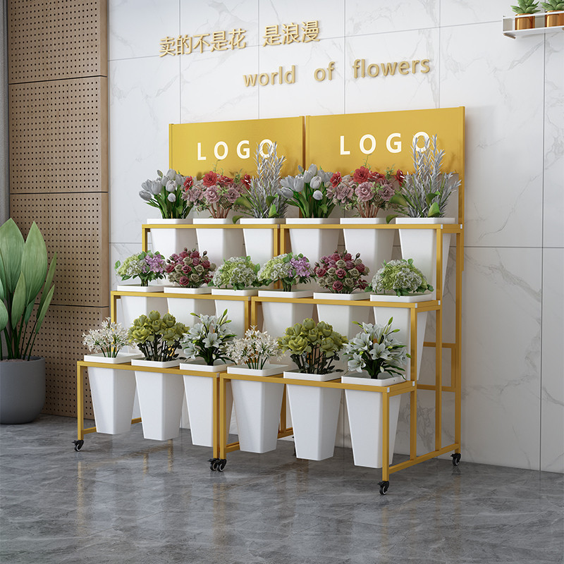 Movable Flower Stand for Stalls, Flower Shop Flower Bucket Display ...