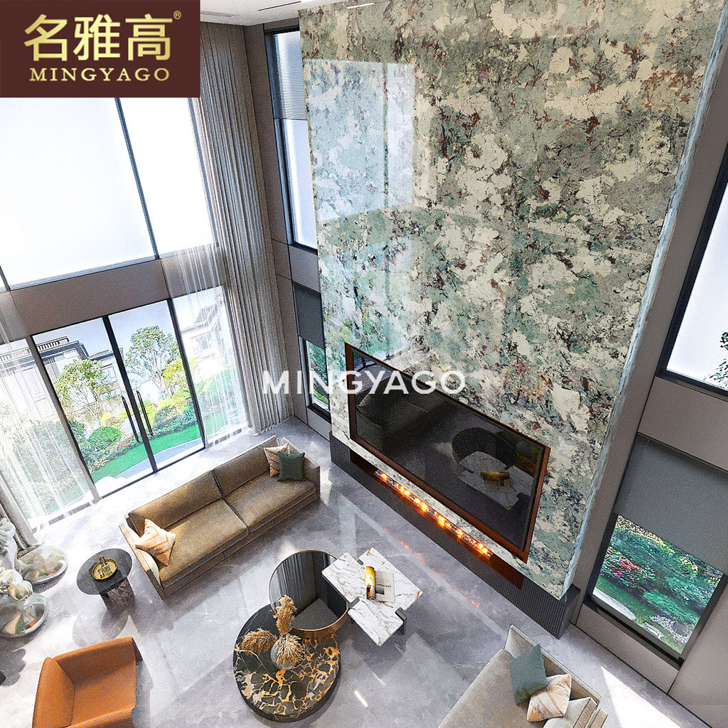 Slate Marble Floor Tiles Villa Living Room TV Background Wall ...