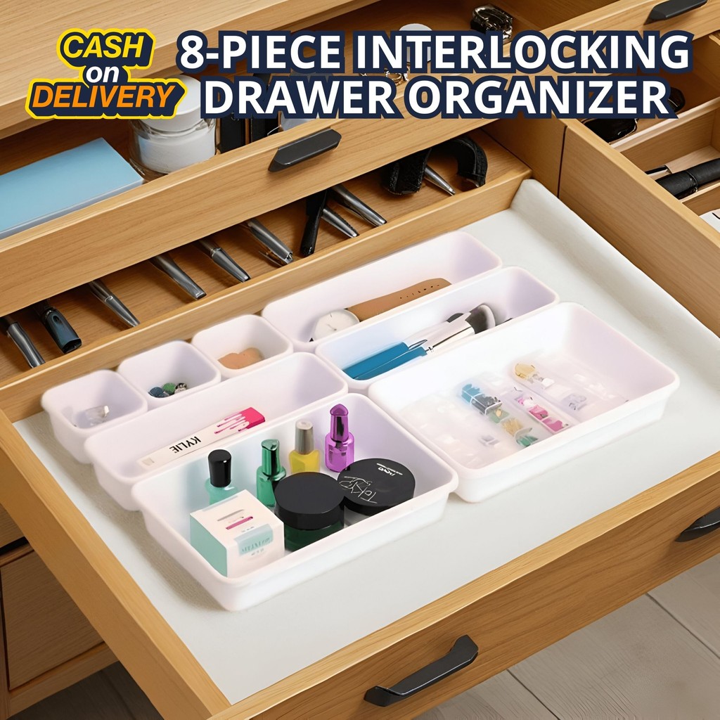 HomeBiz Supply 8-Piece Interlocking Drawer Organizer Desk Organizer ...