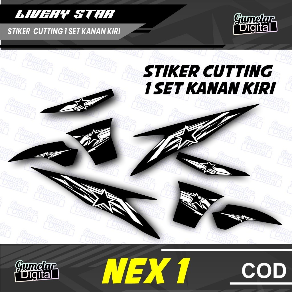 Cutting SIMPLE STICKER SUZUKI NEX 1 LIVERY STAR 3 CUTTING ALREADY CUT ...