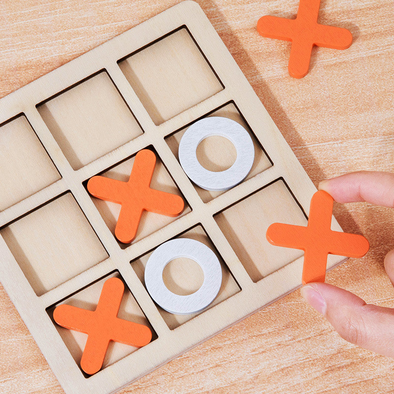 Wooden XO Triple Tic-Tac-Toe Board Games Desk Toys Family Classic ...