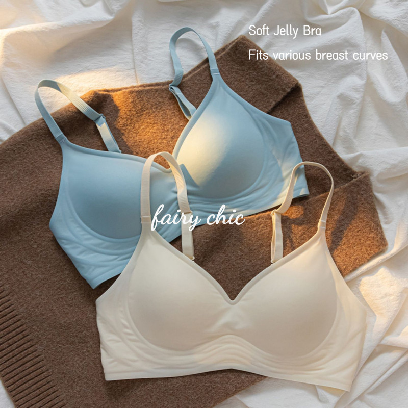 Japanese bra Comfy milk silk bra No wire seamless bra Soft Jelly Push ...