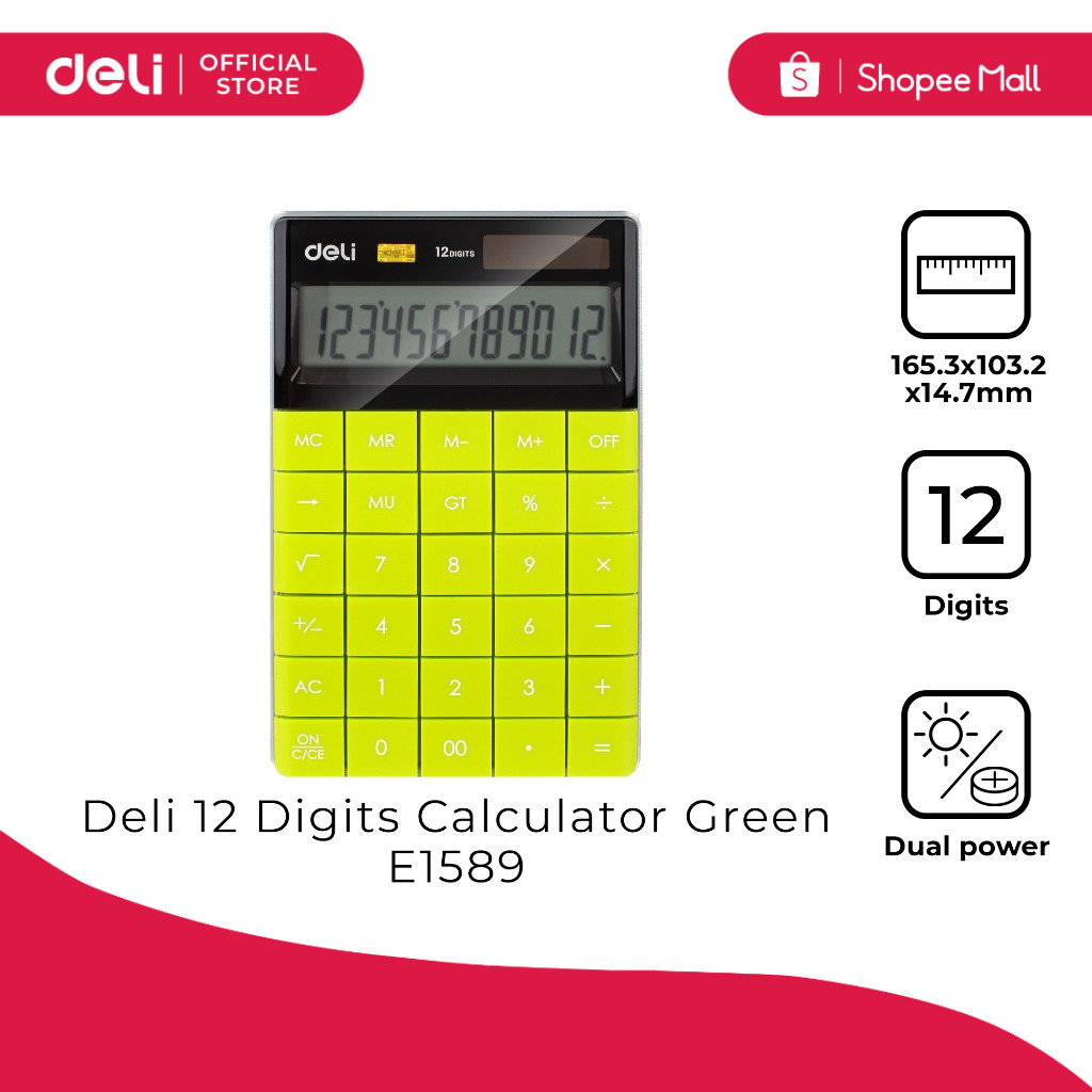 Deli E1589 12 Digit Desktop Calculator Green | Shopee Philippines