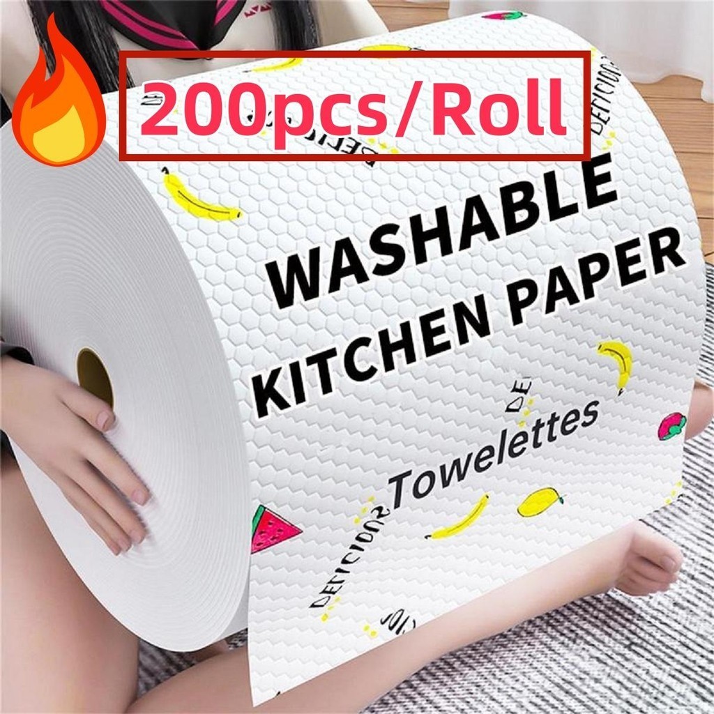 50-200 Pulls/Roll Disposable Clean Rag Paper Kitchen Oil Absorbent ...